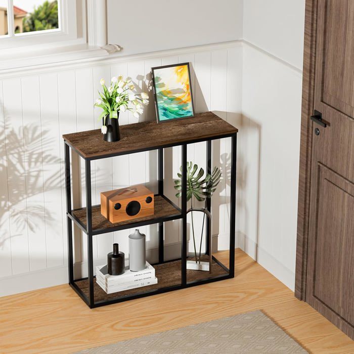 WOHOMO Table Console à 3 Niveaux Table d’entrée eois avec 2 étagères,80 ...