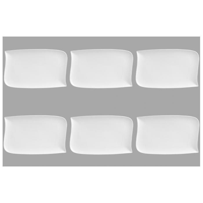 Set de 6 assiettes plates rectangulaire design vague - 33 cm x 20 cm ...