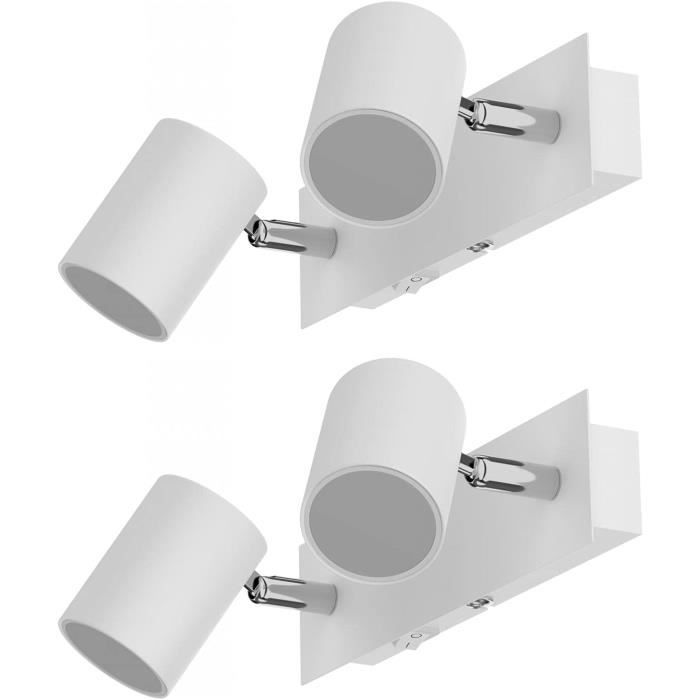Spot Mural Waika, 2 Flammes, Avec Interrupteur, Blanc Mat + Ampoules ...