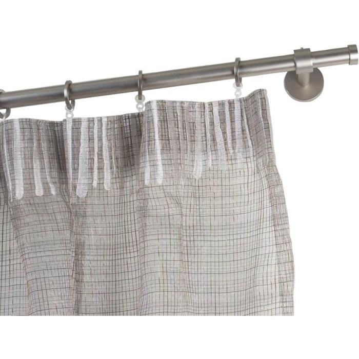 Tringle á Rideaux: Ø 20 mm, L. 140 cm. en Acier satiné, avec Supports 10 cm - Complet.[Z2110 ...