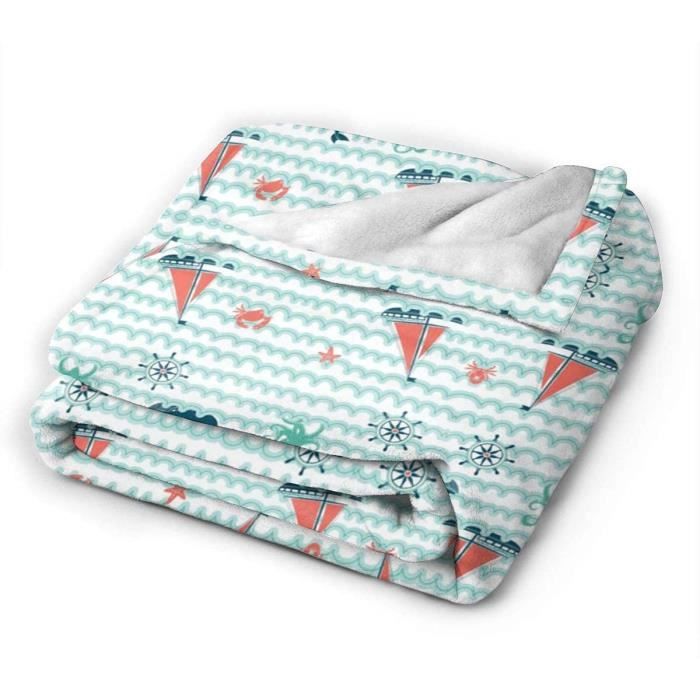 Couvre-lit en velours Voilier et ancre Couverture polaire en micro ...