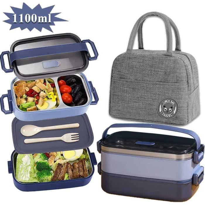 Lunch Box Inox - 1100ml - Double Couche - 3 Compartiments - Acier ...