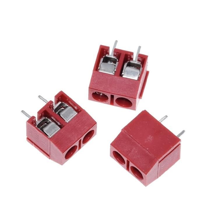 Rouge -Connecteur de bornier à vis PCB KF301 2 broches 5.0mm,noir rouge ...