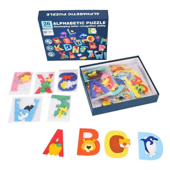 Drfeify jouets de blocs de puzzle de lettres Puzzle en bois alphabet ...