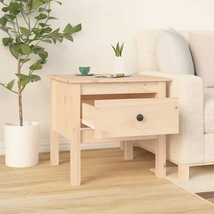 TAM Table d'appoint 50x50x49 cm Bois massif de pin 85816 - Cdiscount Maison