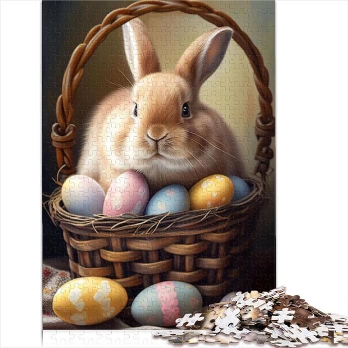 Puzzles 1000 Pièces Lapin De Pâques Lapin Animal Rectangle Puzzles Pour ...