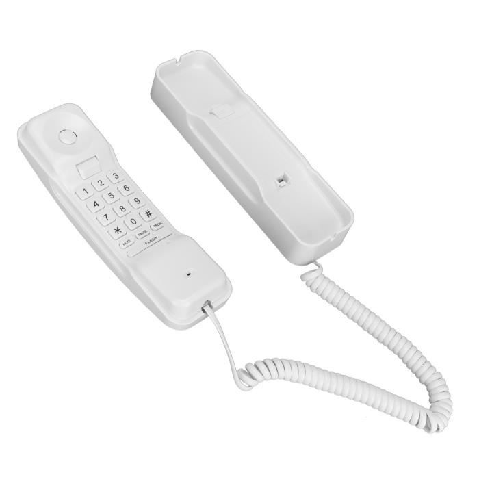 Téléphone fixe mural, avec 1 combiné, idéal pour maison, bureau, hôtel ...