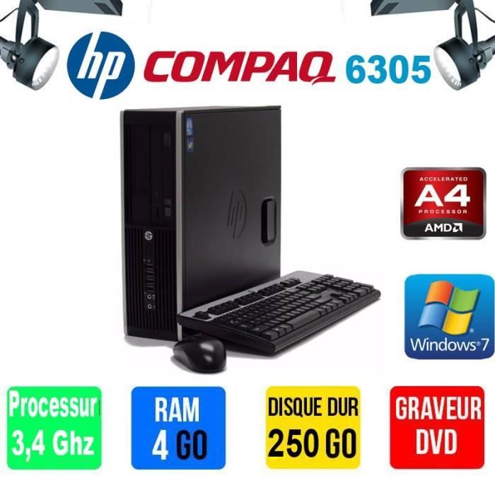 HP Compaq 6305 SFF AMD A4-5300B @ 3.4 GHz - RAM 4 Go - HDD 1 x 250 Go ...