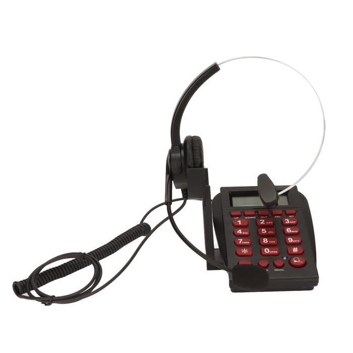 HURRISE Ligne fixe filaire avec casque Téléphone filaire à suppression de bruit avec ...