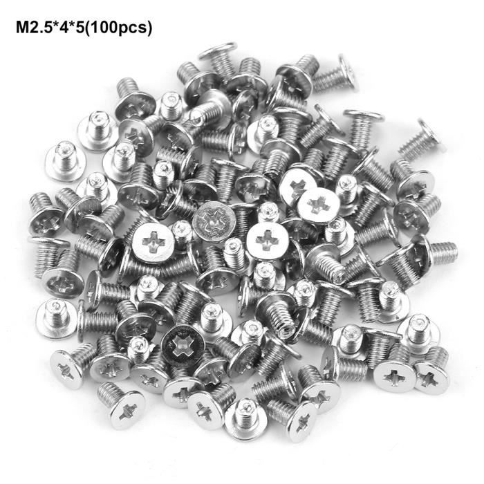 HURRISE attache 100 pièces M2.5 vis de machine en acier au carbone vis ...