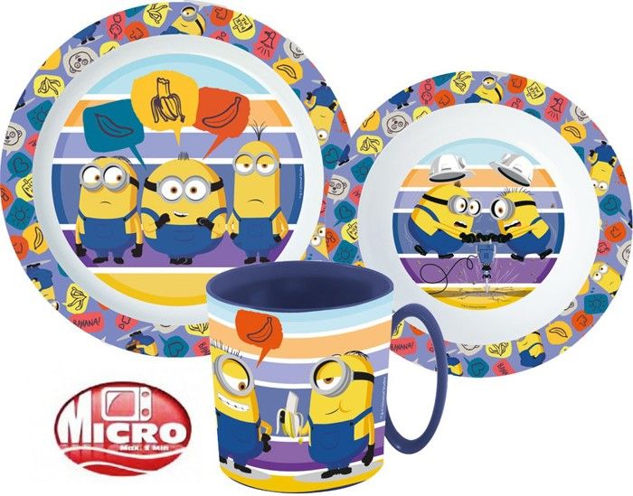 Mgs33 Minions ,Set repas bébé , Enfant avec Assiette, Bol à céréales et ...