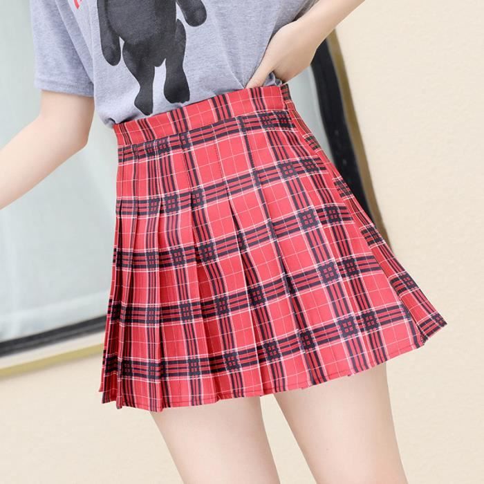 Jupes Femmes - Mini plissée à carreaux pour Kawaii - RFIDRE Red_plaid ...