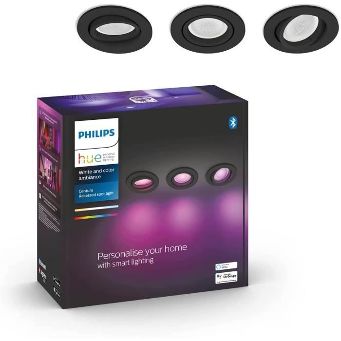 Spots encastrés - PHILIPS HUE - Centura - Noir - 3x5.7W - LED ...