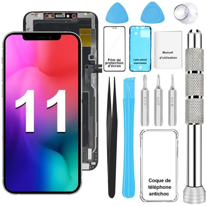 Ecran Complet iPhone 11- Vitre assemblés Tactile + écran LCD + Verre ...
