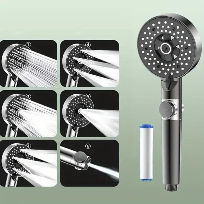 Pommeau De Douche Haute Pression, Douchette Douche Salle De Bain 5 Modes Réglable, Pomme De ...