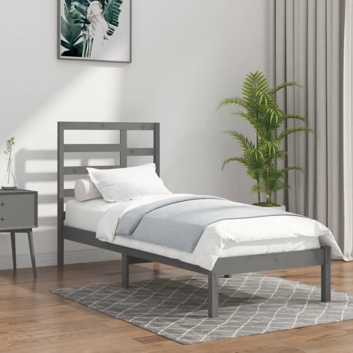 TRU Structure de Lit pour Matelas 75 x 190 cm, Lit Simple en Bois de ...