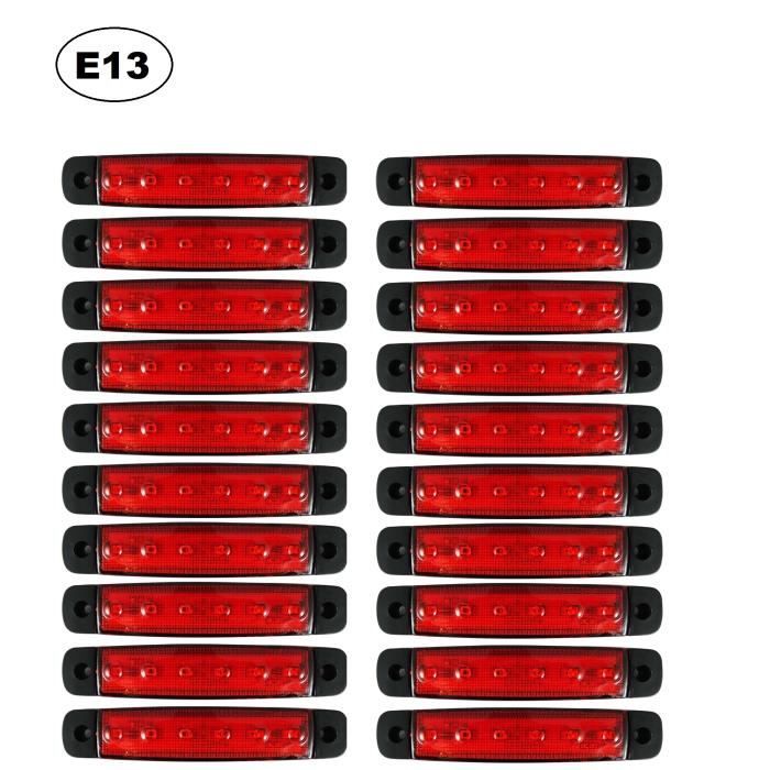 20x Feux de Gabarit Marqueur Rouge 24V Feux de Position Arrière pour ...