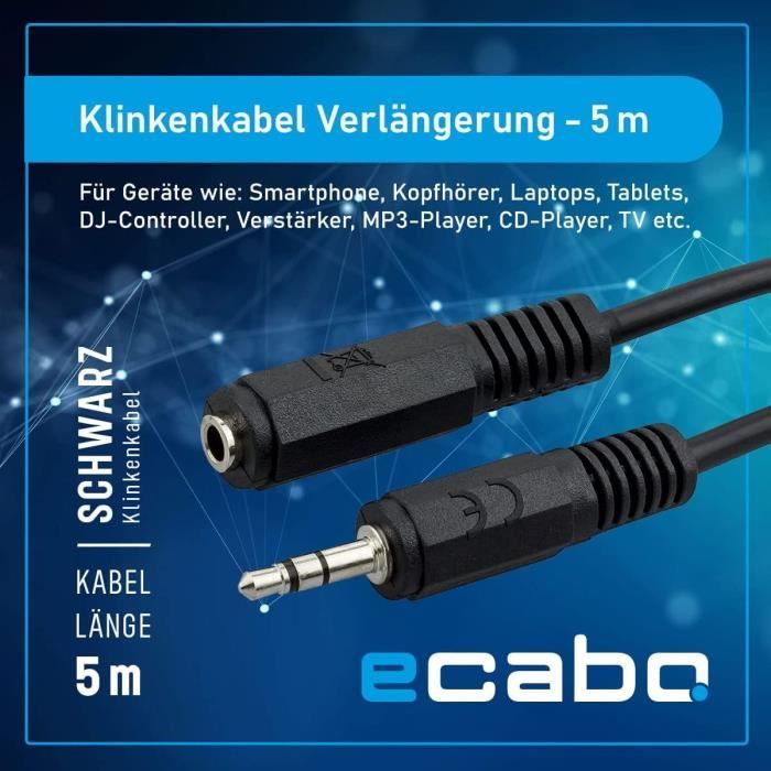 Stereo rallonge prise Jack Audio 5m \u2019 Rallonge 3.5mm Jack Mâle ...