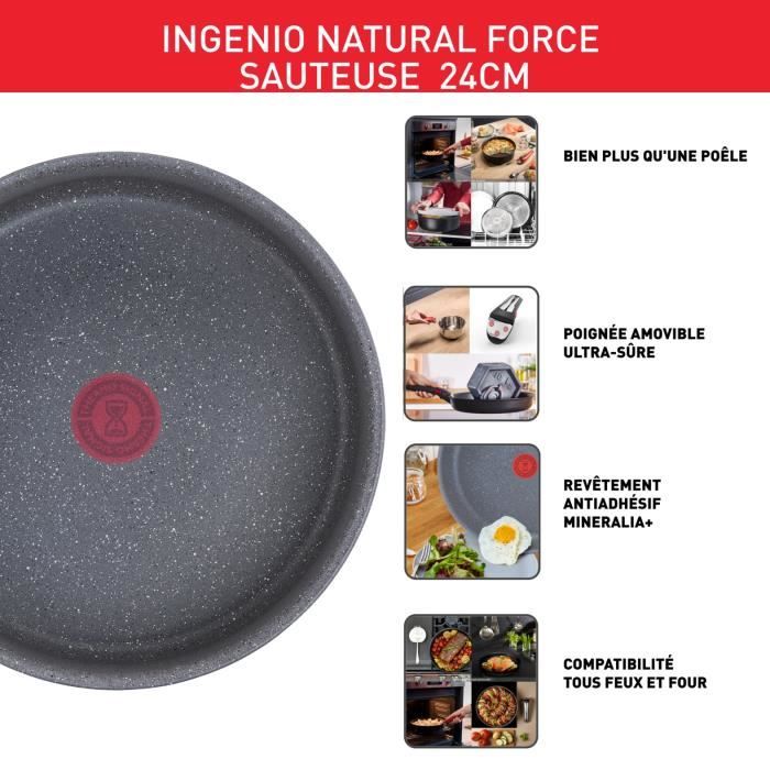 TEFAL INGENIO Natural Force Sauteuse 24cm, Induction, Antiadhésif ...