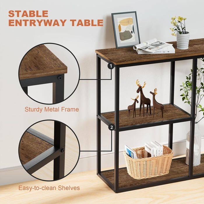 WOHOMO Table Console à 3 Niveaux Table d’entrée eois avec 2 étagères,80 ...