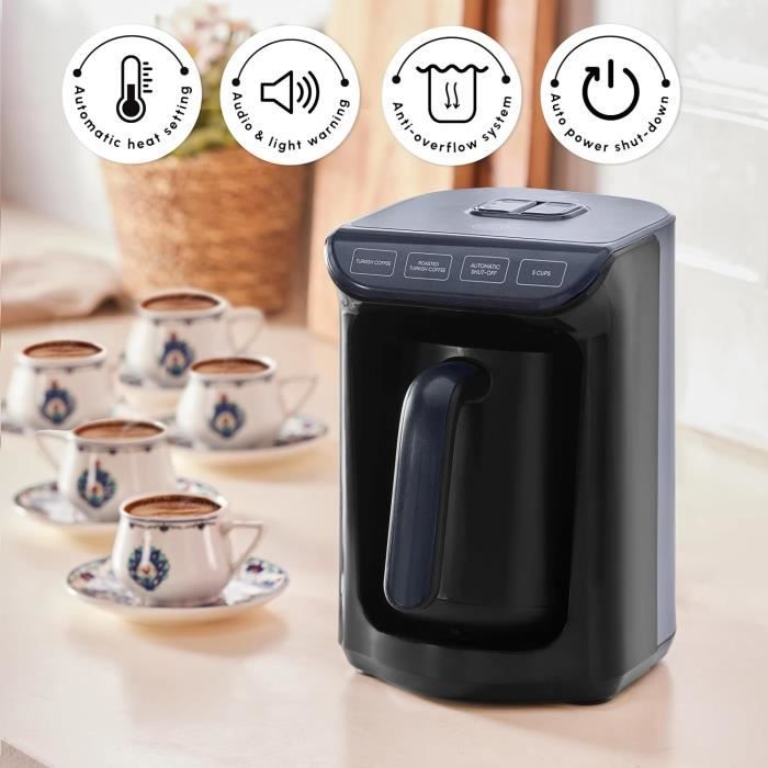 Hatır Roast - Machine À Café Turque - Noir Brillant - Capacité 5 Tasses ...