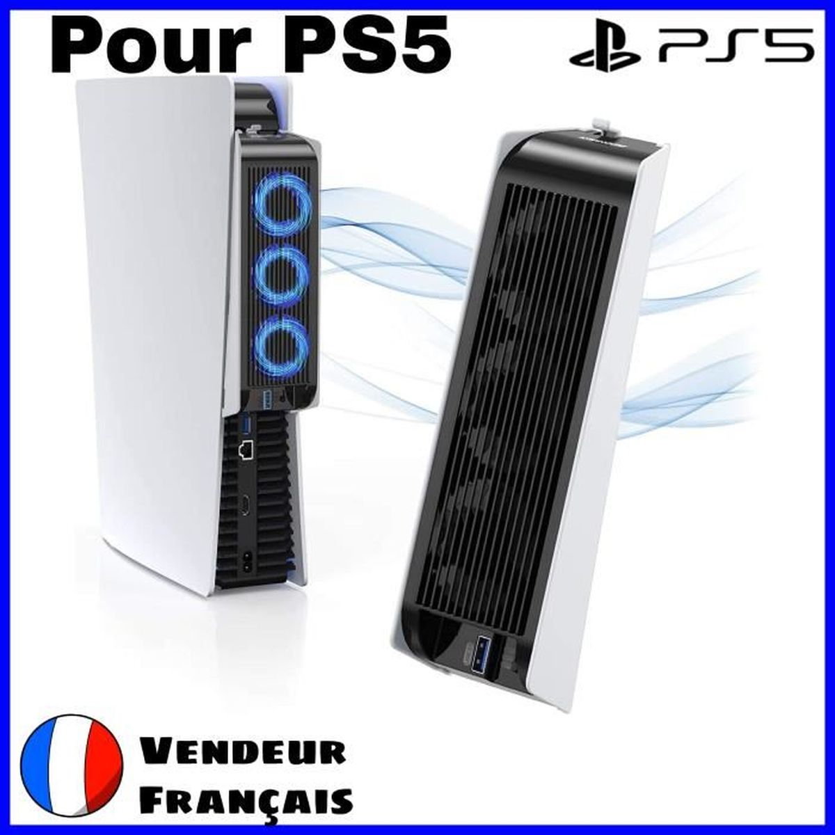 Triple ventilateur turbo externe arriere usb Pour Playstation PS5 ...