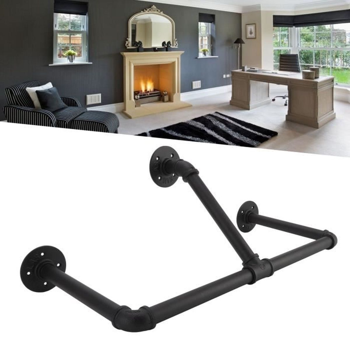 YUA Fer de cintre de support de vêtements fixé au mur support d ...