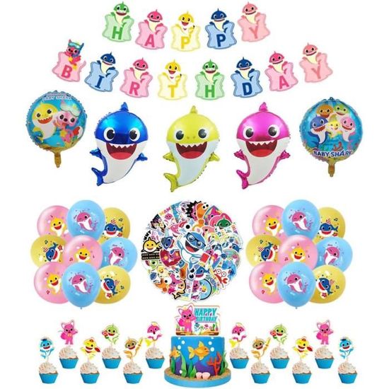 Ballons De Shark Fête Bannière D'Anniversaire Bébé Requin Gâteau ...