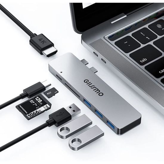 HUB USB C 7 en 2 Adaptateur MacBook Pro-Air avec Thunderbolt 3, HDMI 4K ...
