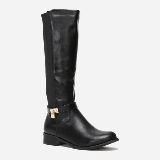 Bottes Cavalières Noires Avec Cadenas Noir Cdiscount Chaussures