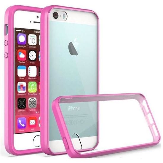Coque iPhone 5/5S Transparente Contour Rose + Film écran - Cdiscount ...
