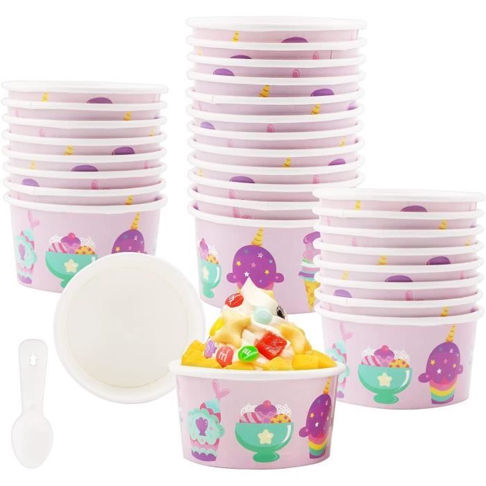 Bols de Crème Glacée,50pcs réutilisables Coupe Glacée Tasses Gobelets ...