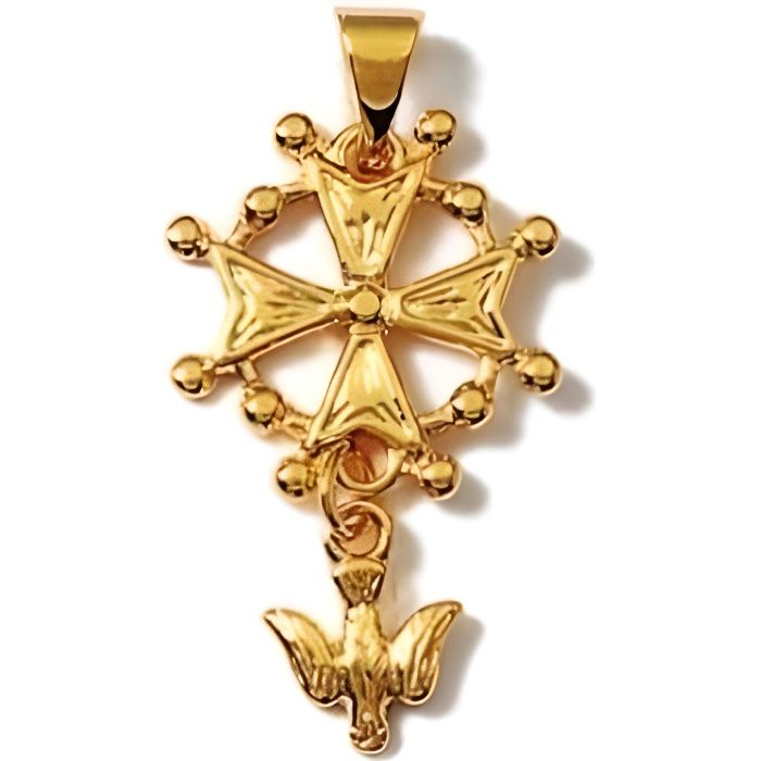 PENDENTIF CROIX huguenote ou PROTESTANTE plaqué or - Achat / Vente ...
