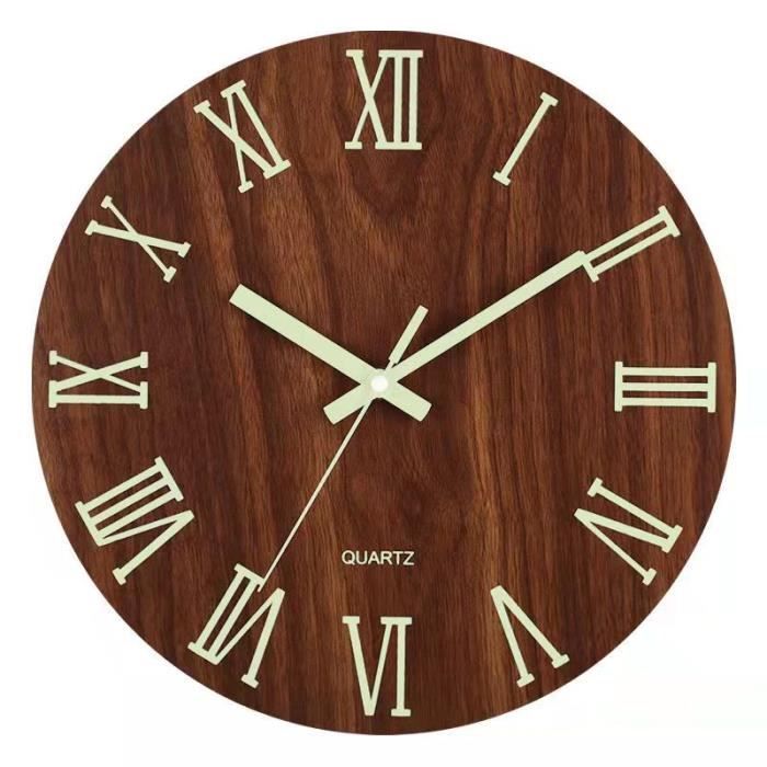 Horloge - pendule,Horloge murale en bois de 12 pouces,lumière ...