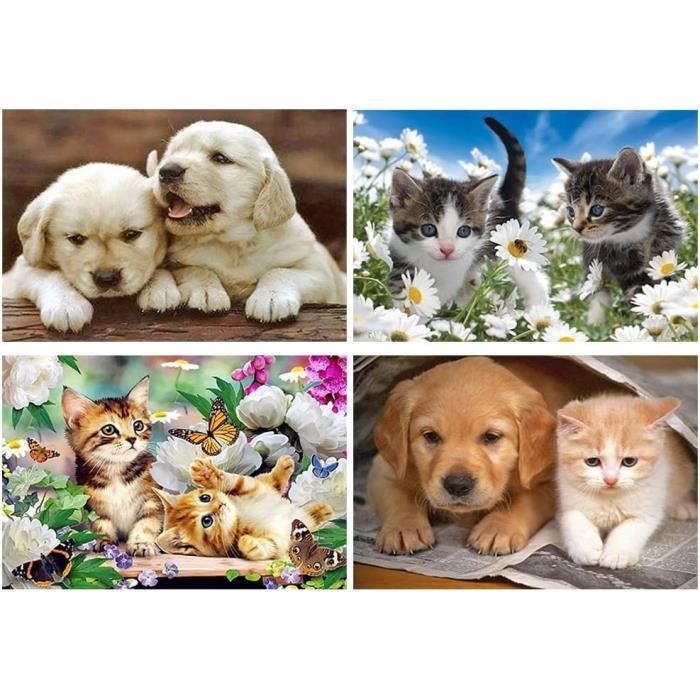 Diamond Painting Animaux Lot De 4 Kits 40X30 Cm Tableau Perle Diamant ...
