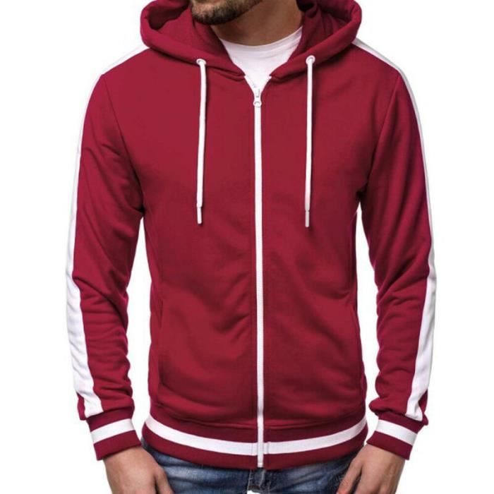 Veste - Homme - Printemps - Rouge foncé - Zip Rouge foncé - Cdiscount ...