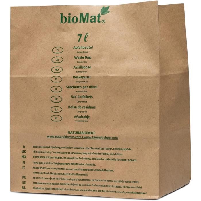 Sacs Poubelle Papier Compostables 7L, 160 Sachets En Papier Kraft Pour ...