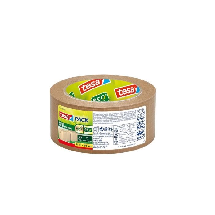 Tesapack PAPER ULTRA STRONG ecoLogo - Ruban Adhésif d'Emballage en ...