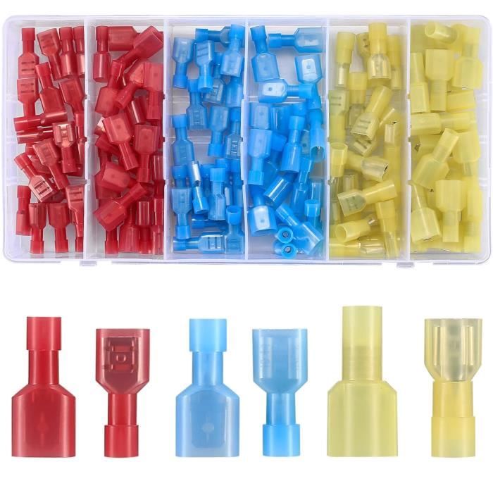 120 pcs Connecteurs de cables, connecteurs à sertir isolés males et ...