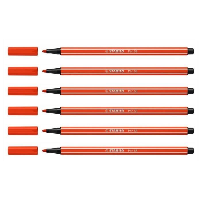 Feutre de dessin - STABILO - PEN 68 - Lot de 6 - Pointe Moyenne 1 mm ...