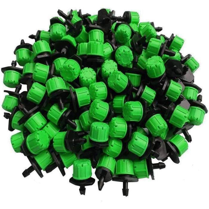 100Pcs 1-4" Goutteur Irrigation, Vert Goutteurs Réglables D'Irrigation ...