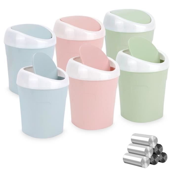 6 Pcs Petite Poubelle Mini Bureau Poubelle, Mini Poubelle En Plastique ...