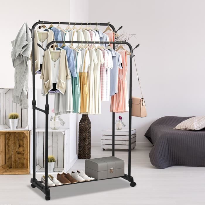 Porte-Manteaux/Penderie à Roulettes Avec Double Tringles, Pôle et ...