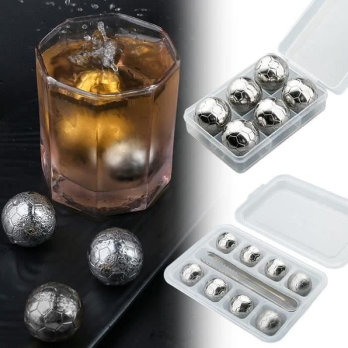 8 cubes de glace réutilisables pour boissons boule de glace en acier ...