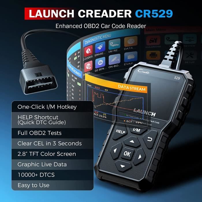 LAUNCH Creader 529 Valise OBD2 Outillage Diagnostic Auto Lecteur de ...