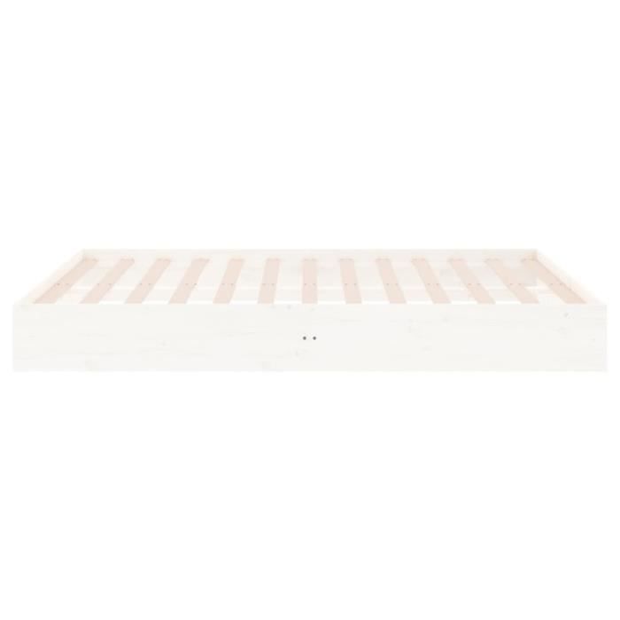 L659-Cadre de lit blanc bois massif 140x200 cm-Pwshymi - Cdiscount Maison