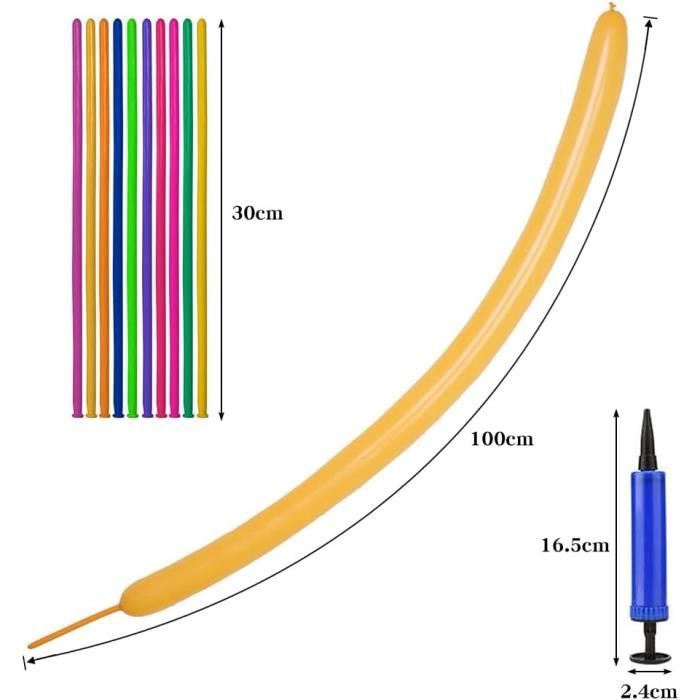Lot De 100 Ballons À Modeler Longs Ballons Colorés À Gonfler + Pompe À ...