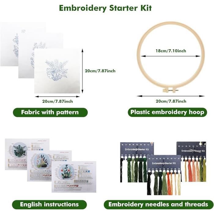 Kit de Broderie - ZGEER - Débutant - 3 Vêtements Brodés - Cercle à ...