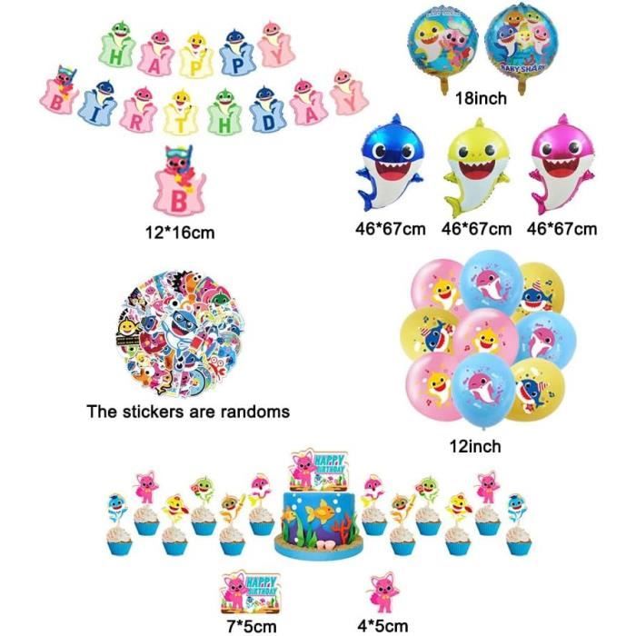 Ballons De Shark Fête Bannière D'Anniversaire Bébé Requin Gâteau ...