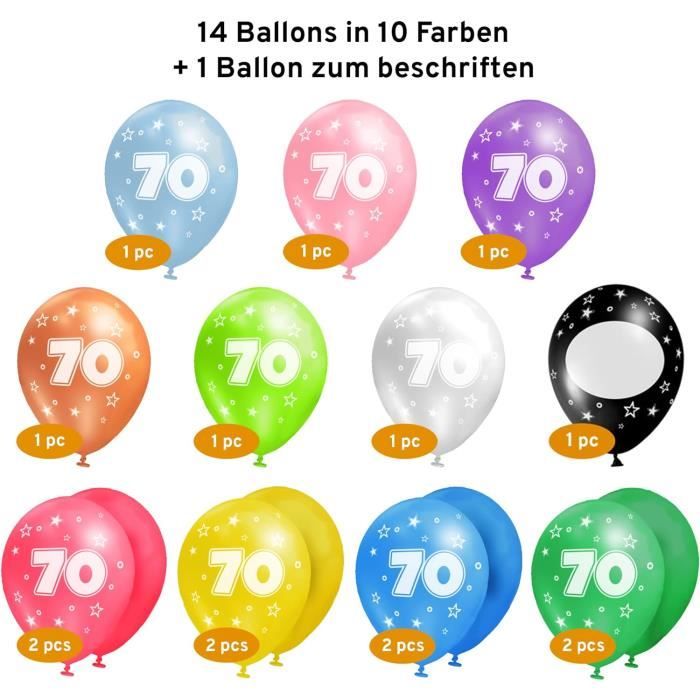 Ballons Anniversaire 70 Ans \U2022 15 Pièces \U2022 Made In Eu \U2022 ...